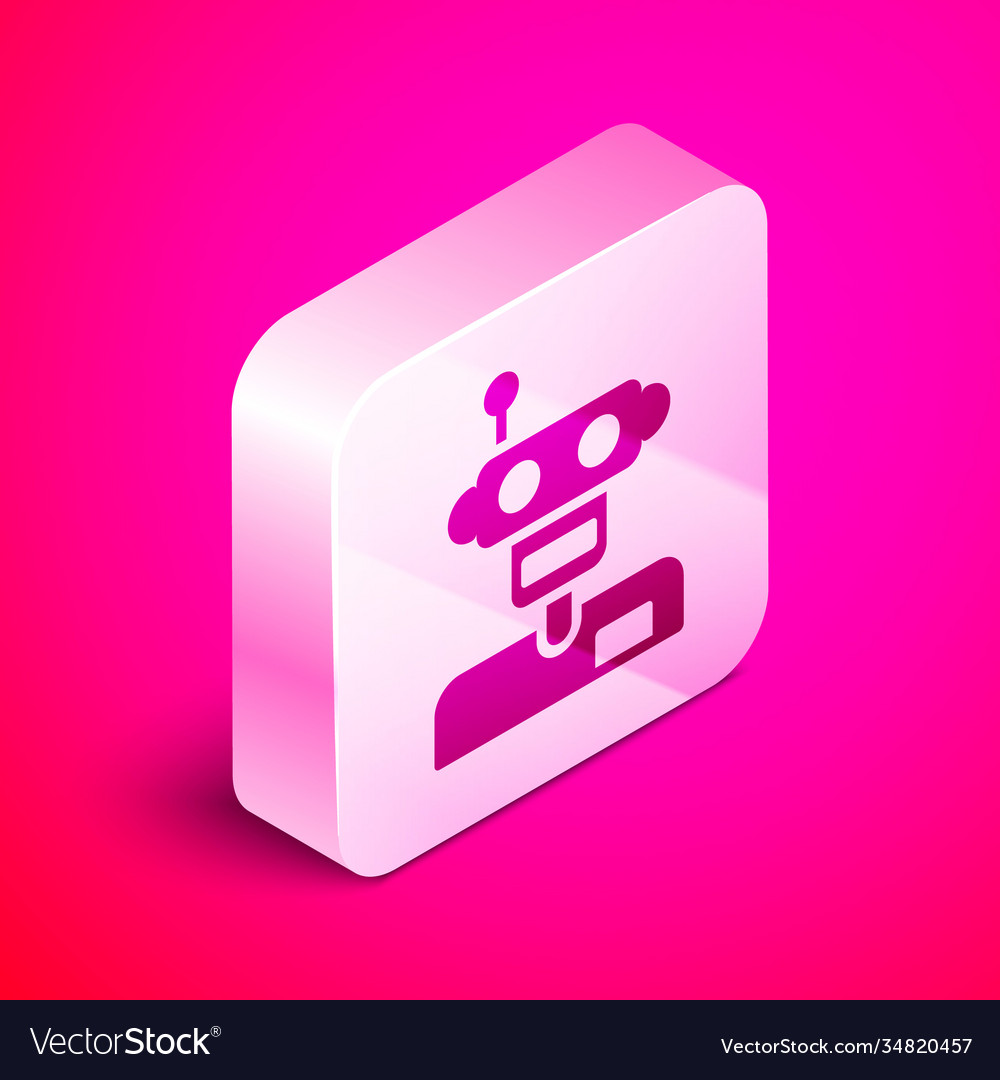 Isometric robot icon isolated on pink background Vector Image