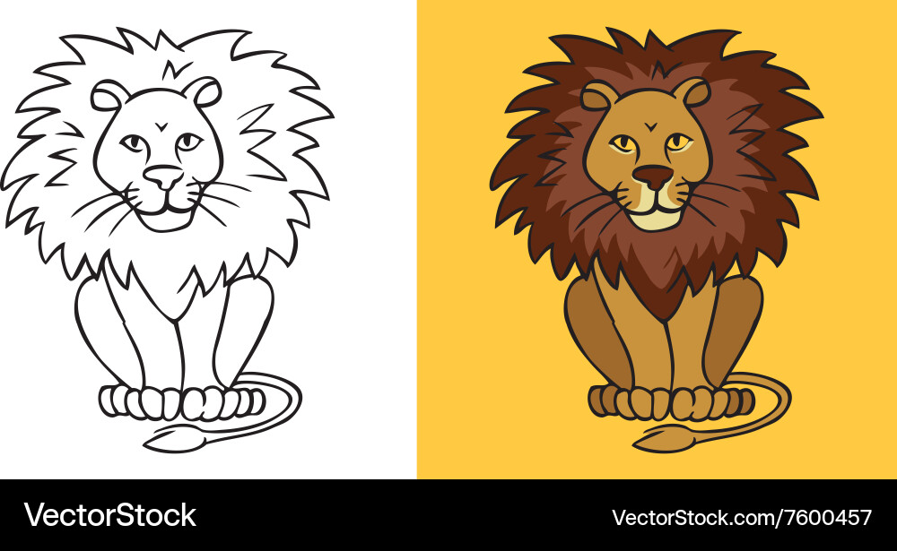 Lion on yellow background Royalty Free Vector Image