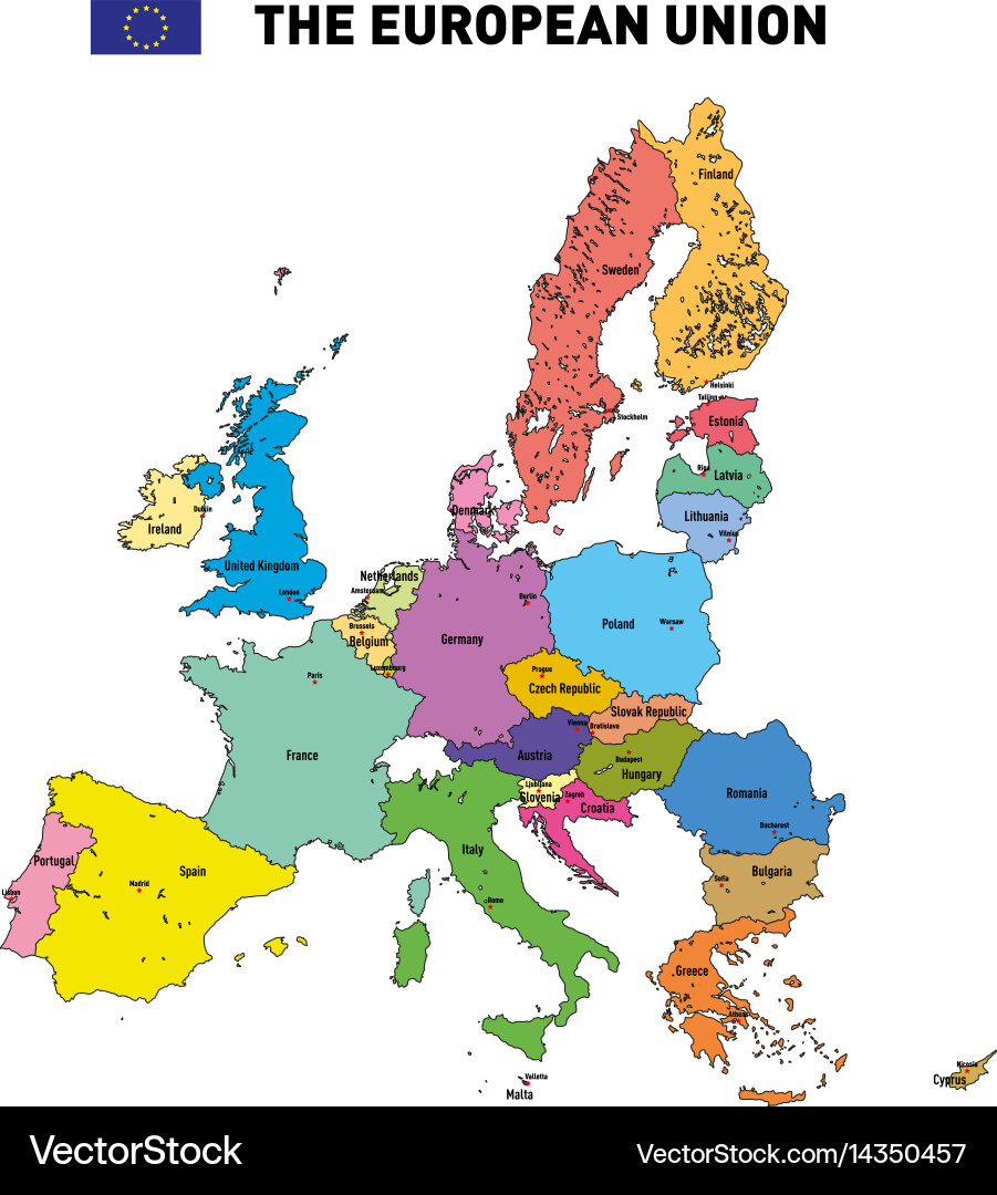 Map european union Royalty Free Vector Image - VectorStock