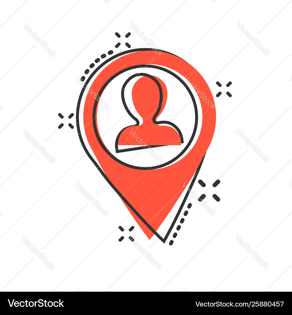 Placement icon in comic style people pin cartoon Vector Image