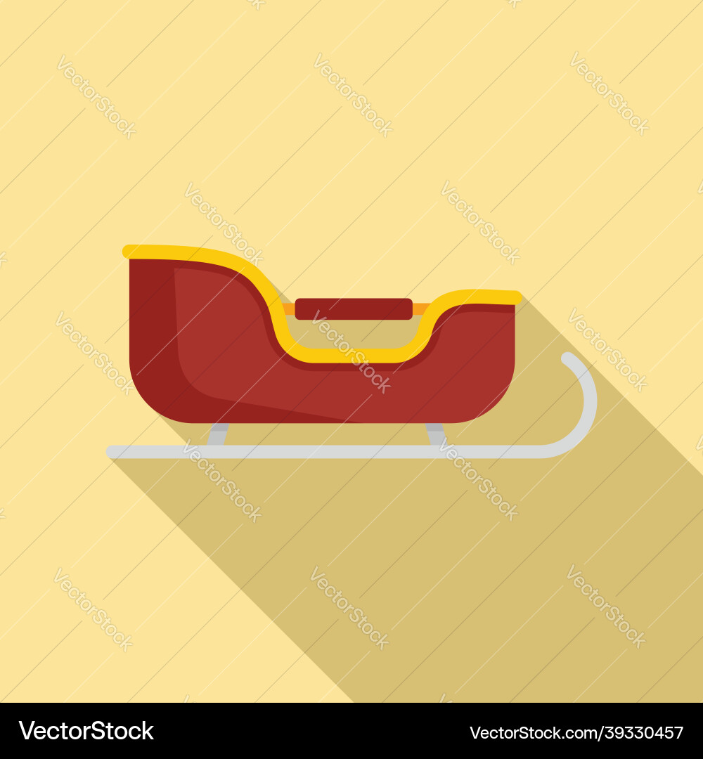 Santa sled icon flat christmas sleigh Royalty Free Vector