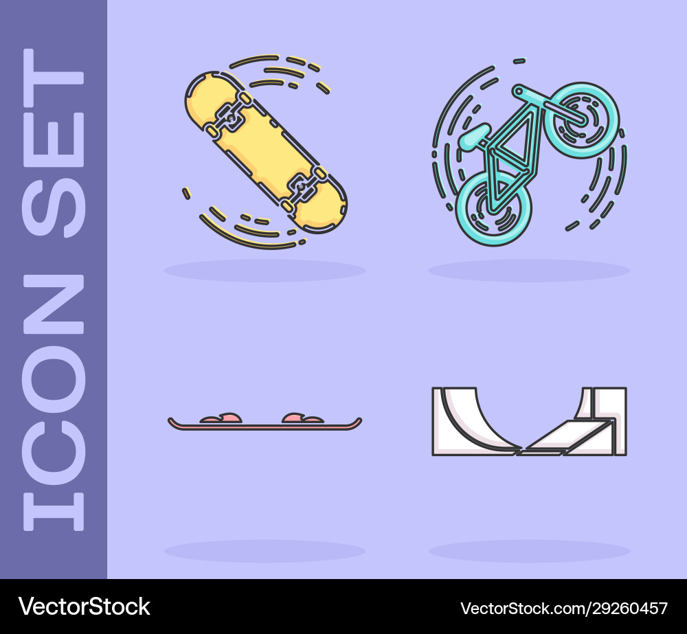 Set skate park skateboard trick snowboard Vector Image