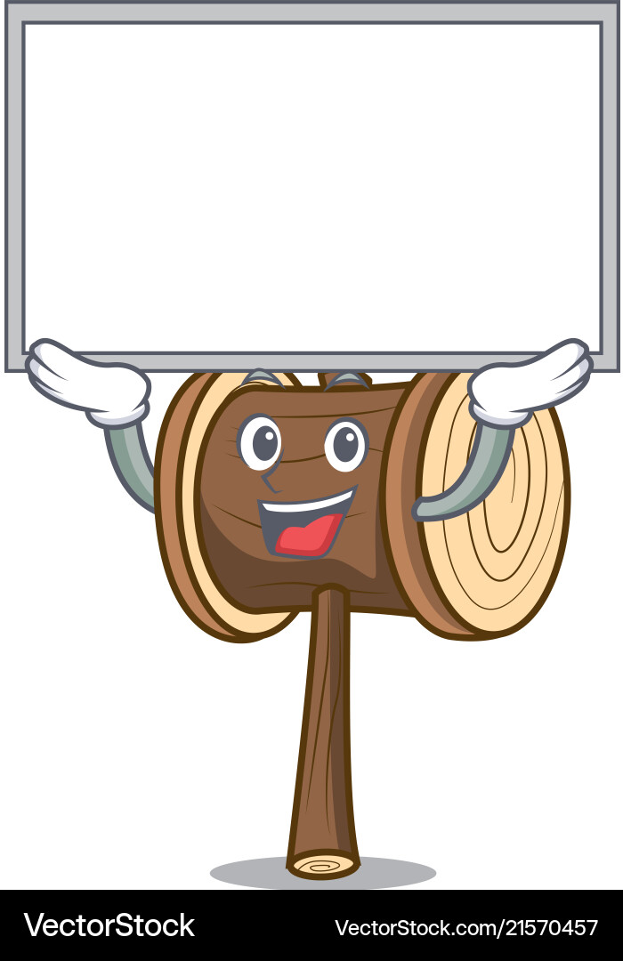 Up board mallet character cartoon style Royalty Free Vector