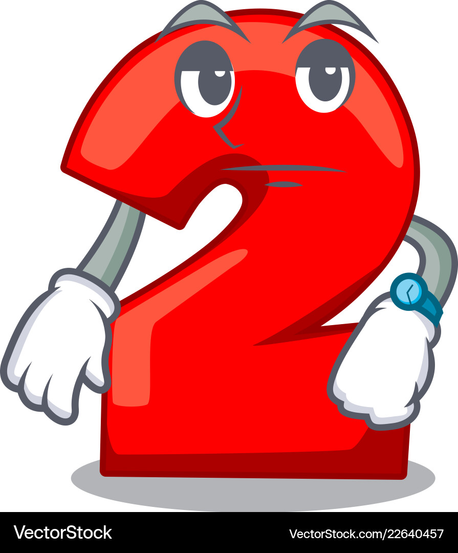 Waiting number two red isolated on mascot Vector Image