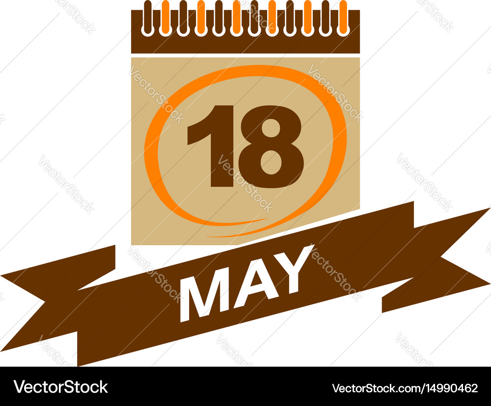 18 may calendar with ribbon Royalty Free Vector Image