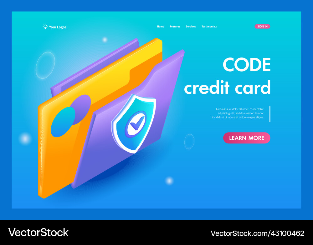 3d isometric cartoon folder with credit card Vector Image