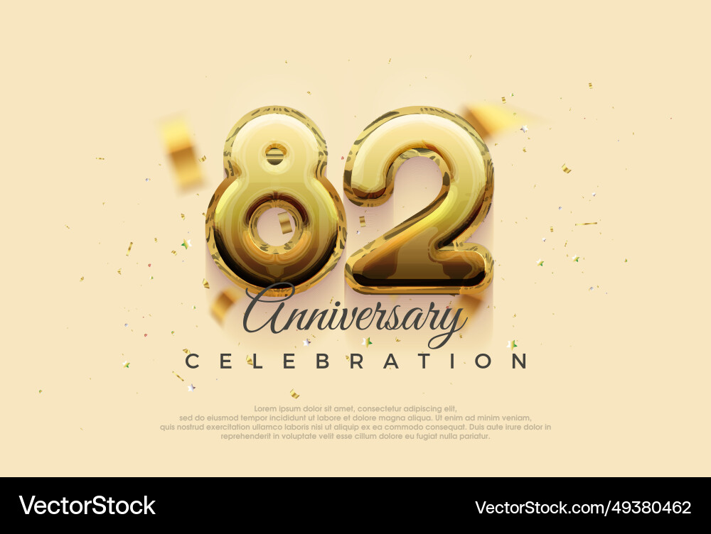 82nd anniversary celebration design with shiny Vector Image