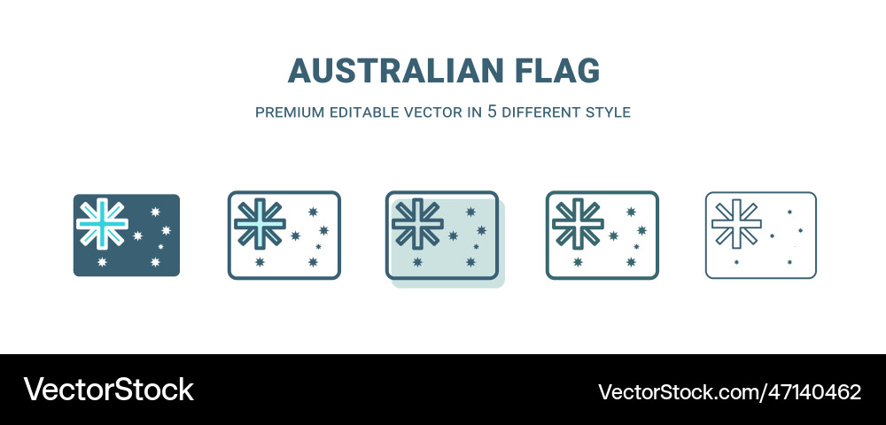 Australian flag icon in 5 different style outline Vector Image