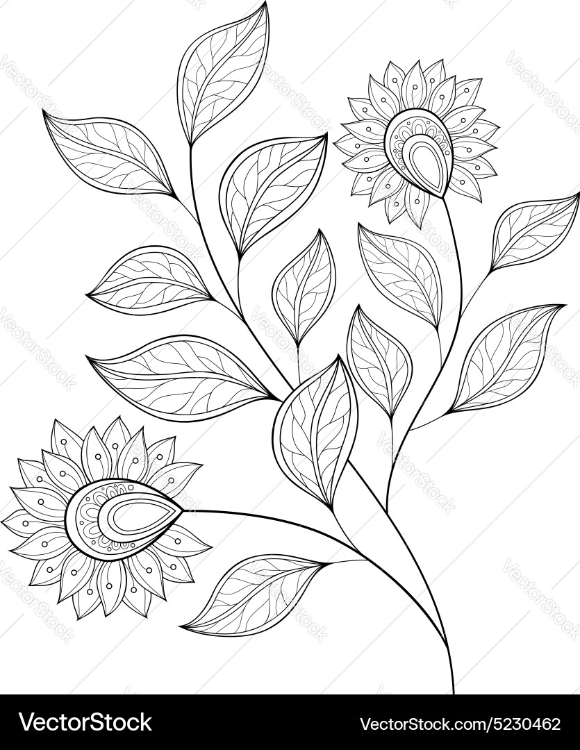 Beautiful Monochrome Contour Flower Royalty Free Vector