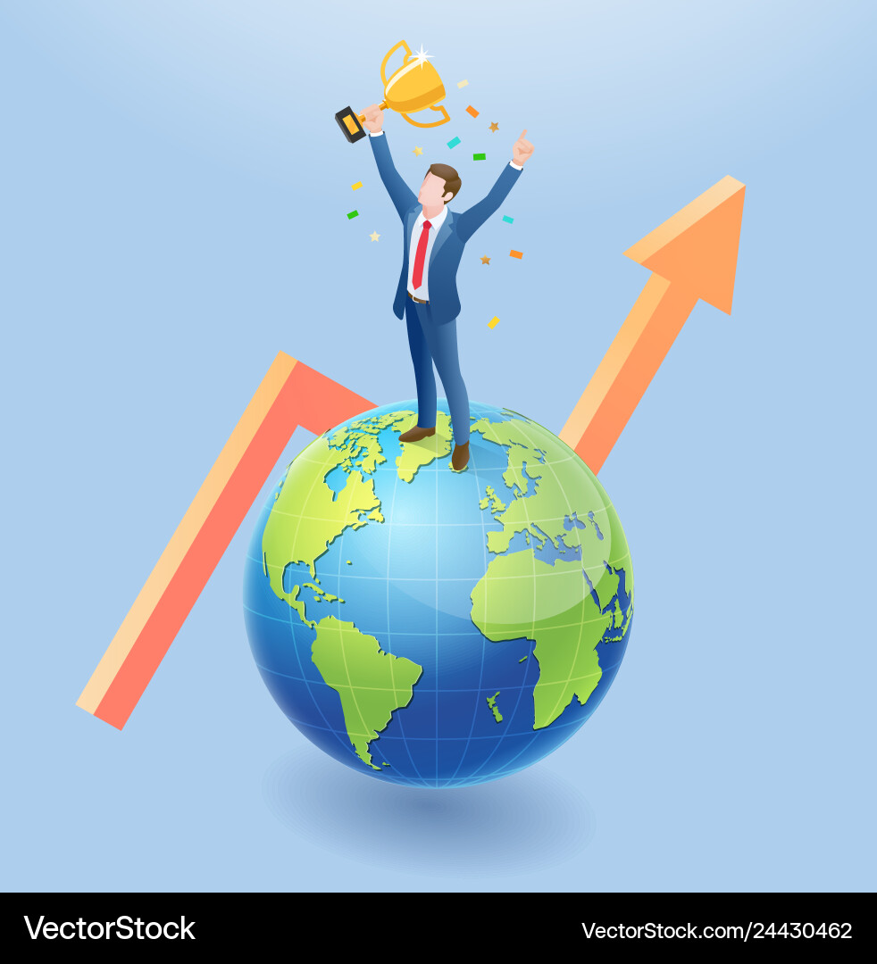 Business people isometric concept design winner Vector Image