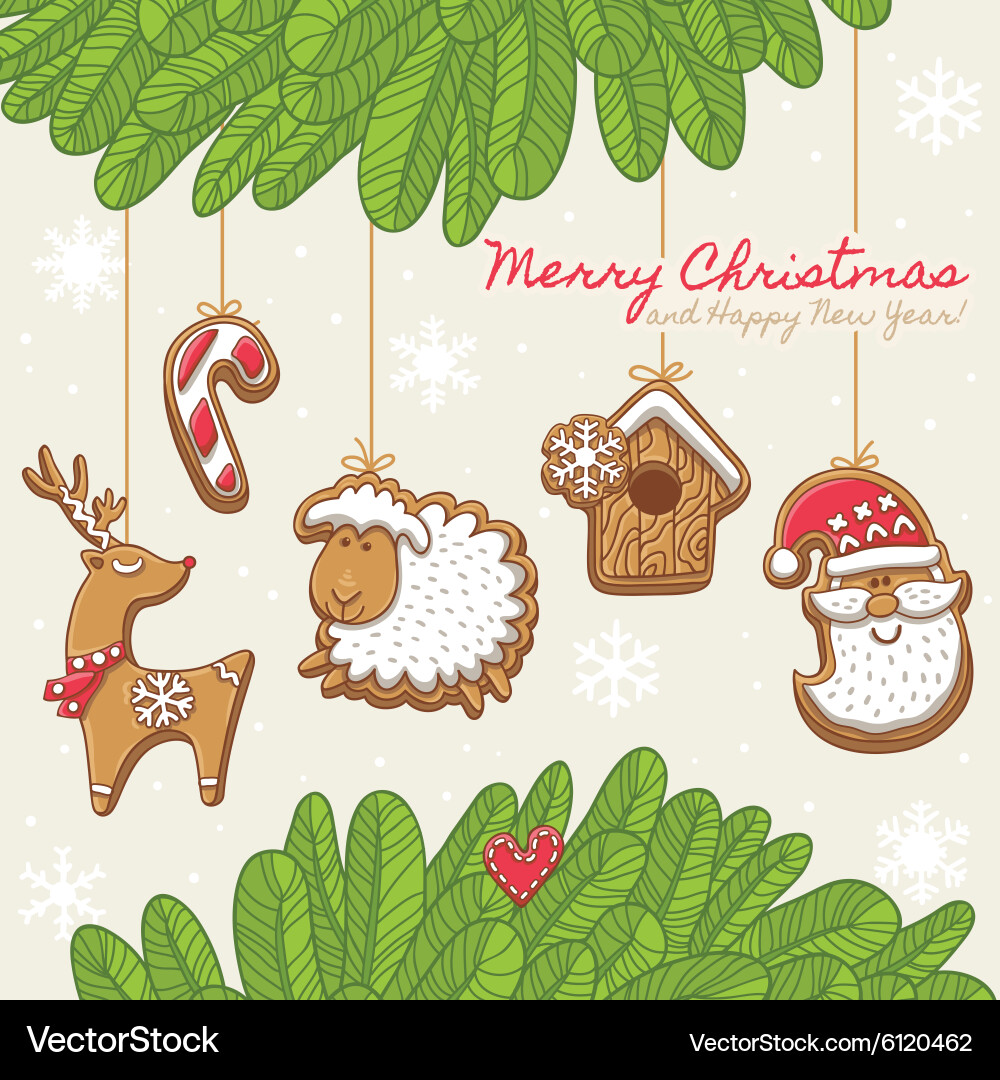 Christmas card with gingerbread cookies Royalty Free Vector