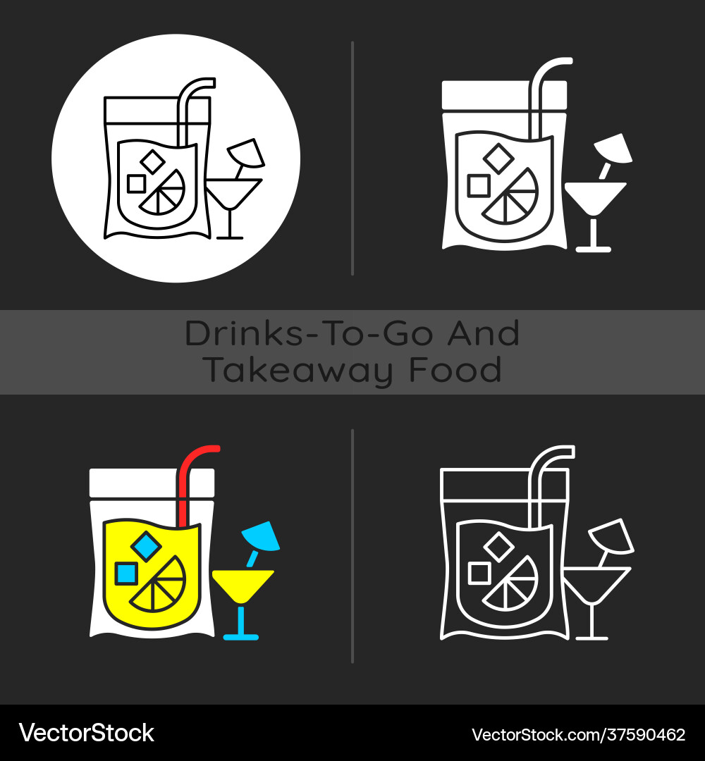 Cocktail to go dark theme icon Royalty Free Vector Image
