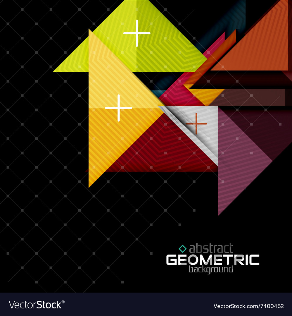 Colorful geometric shapes with texture on black Vector Image