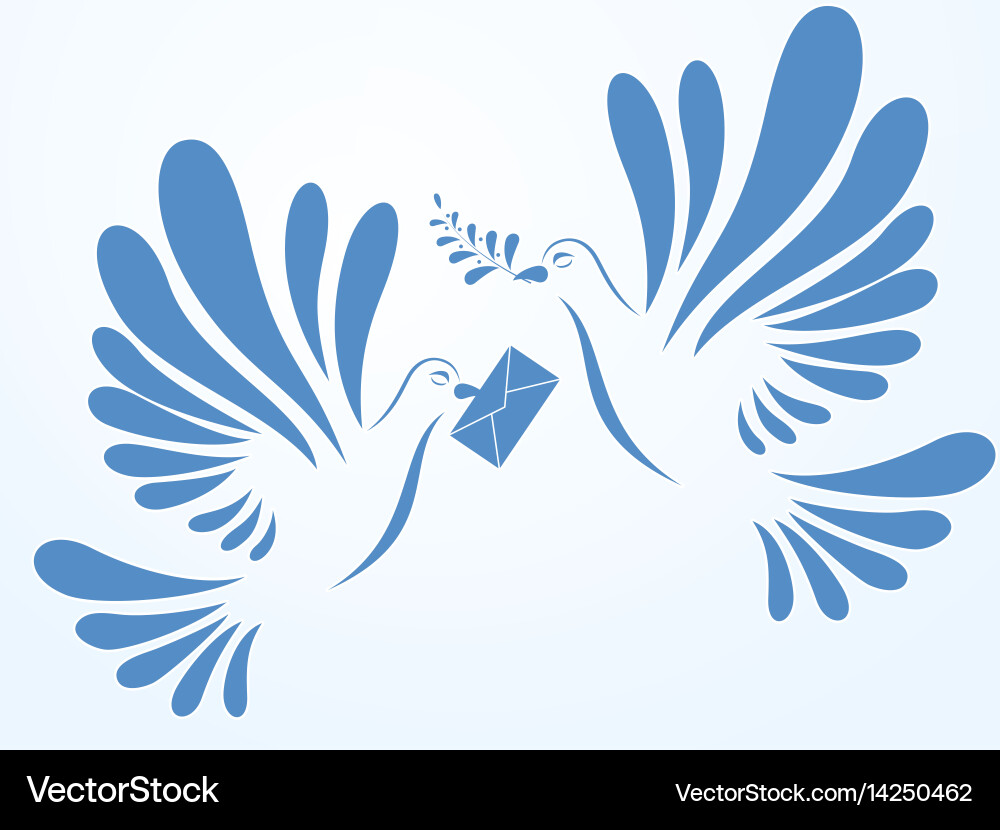 Doves of two flying stylized Royalty Free Vector Image