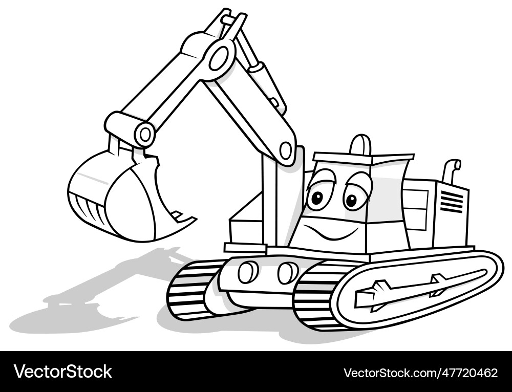 Drawing of a cute digger with smiling face Vector Image