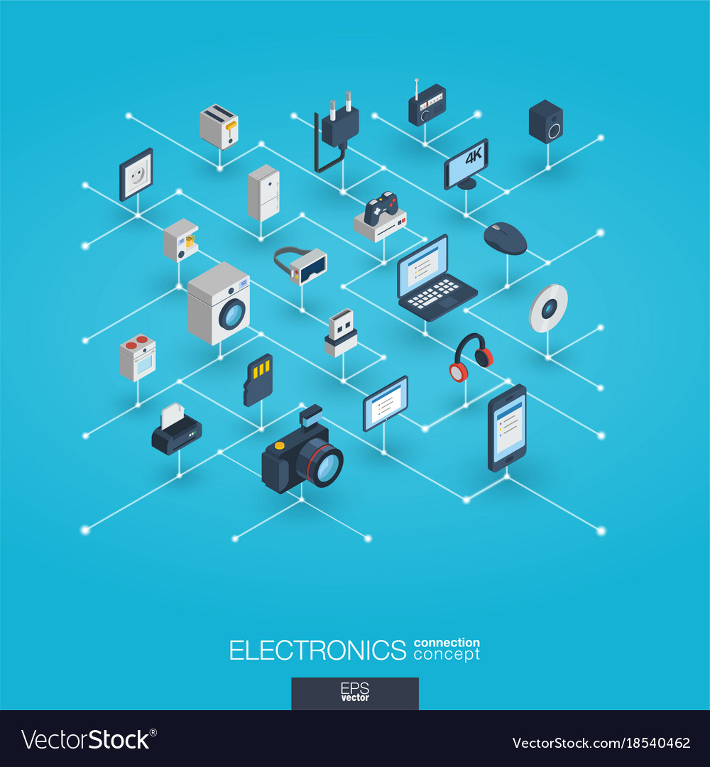 Electronics integrated 3d web icons digital Vector Image