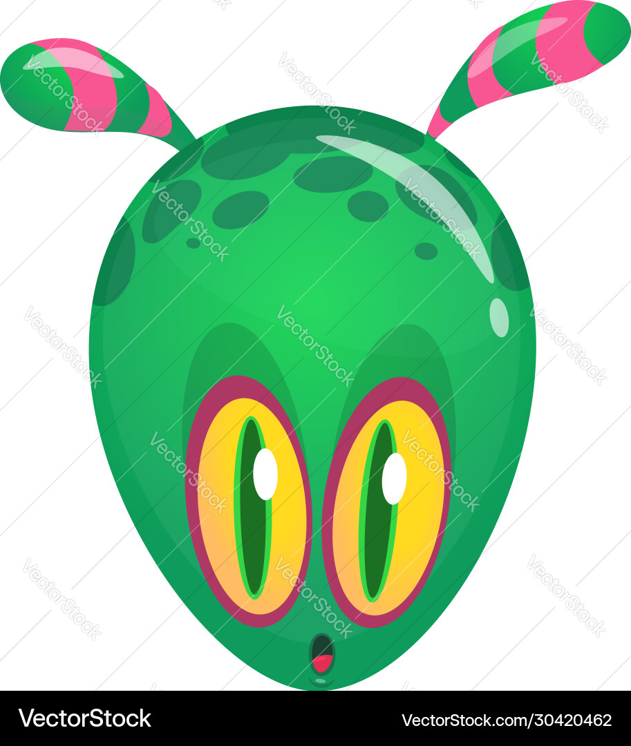 Green alien cartoon icon isolated Royalty Free Vector Image