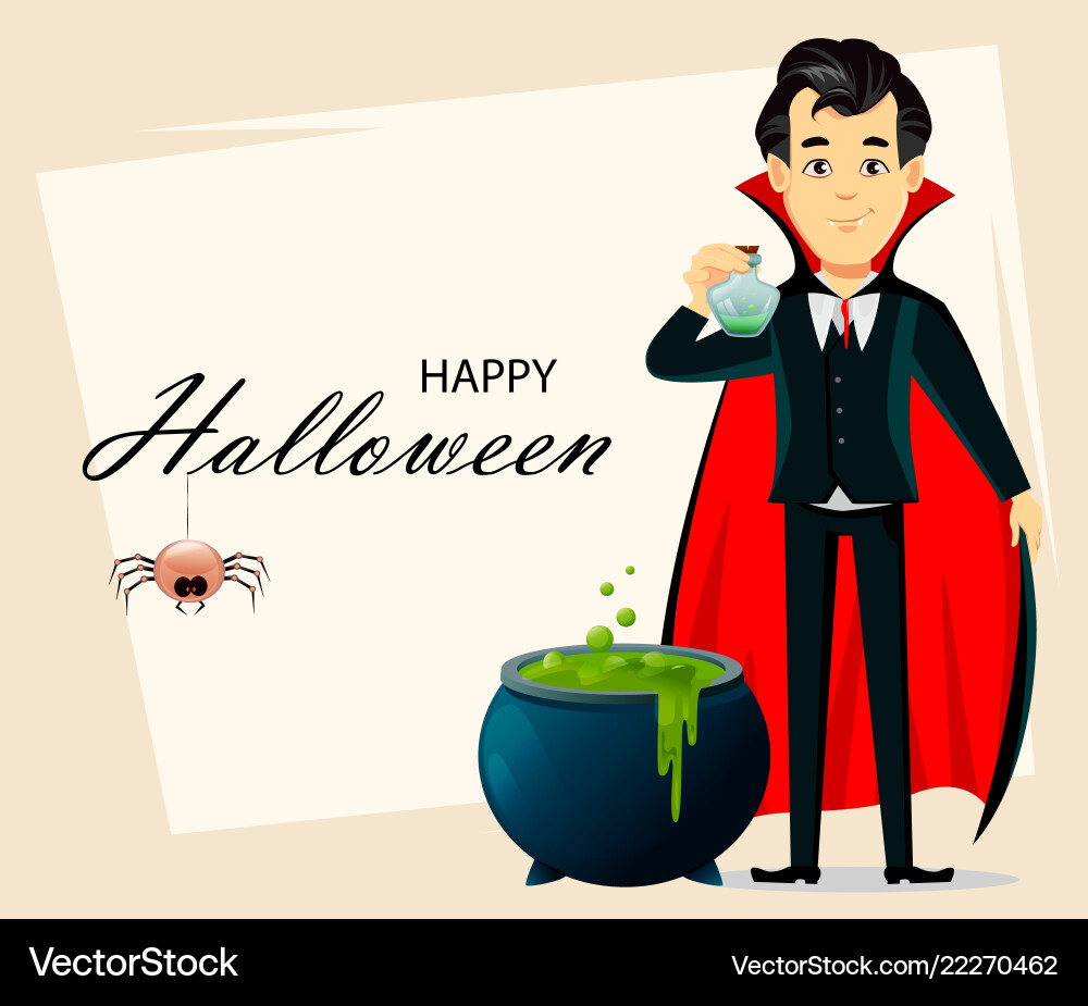 Happy halloween vampire cartoon character Vector Image