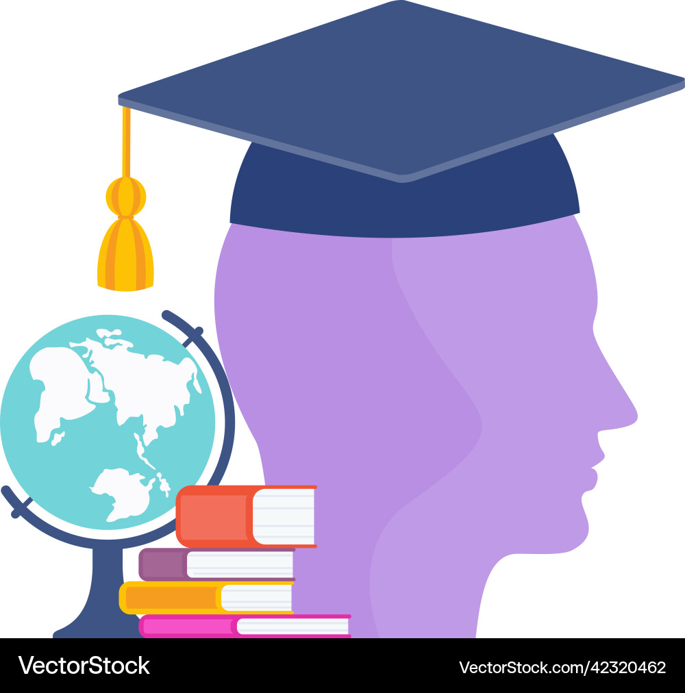 Head wearing university graduate cap graduation Vector Image