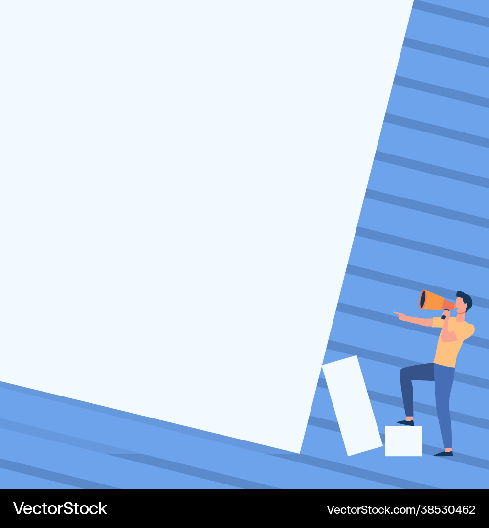 Man standing drawing one foot on box holding Vector Image