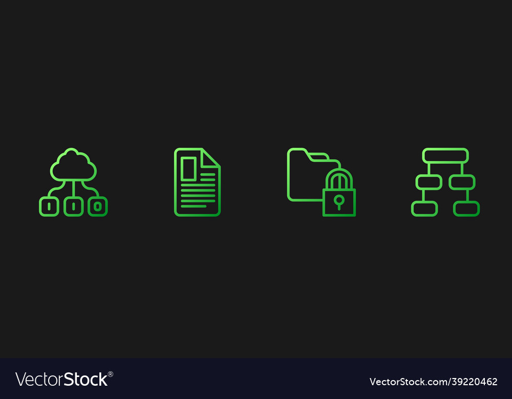 Set line folder and lock cloud technology data Vector Image
