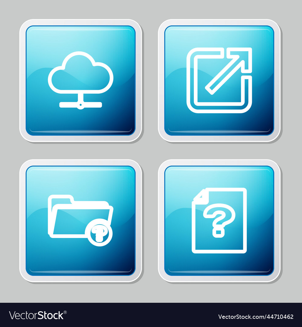 Set Line Network Cloud Connection Open In New Vector Image