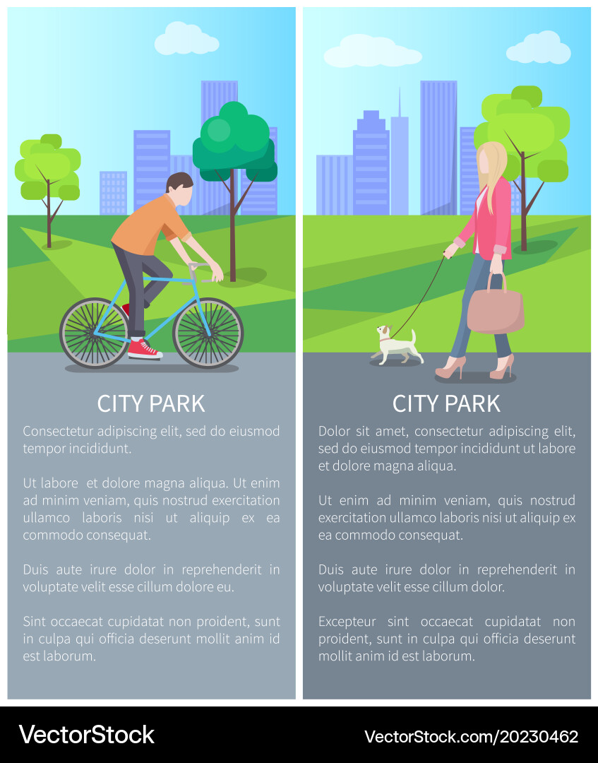 Two colorful city park posters Royalty Free Vector Image