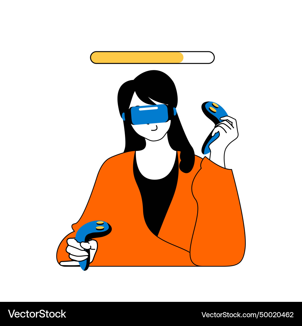 Virtual reality concept with cartoon people Vector Image