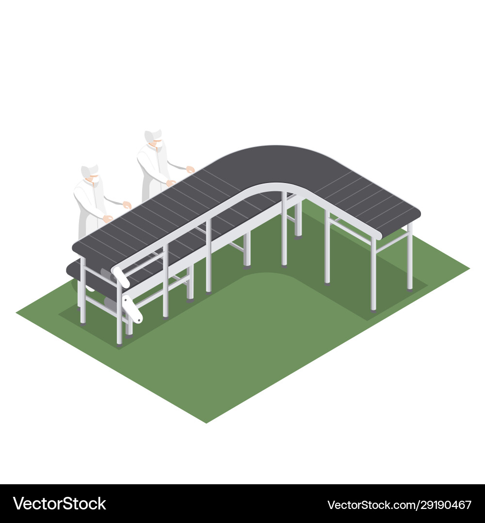 Automated production line with conveyor belts Vector Image