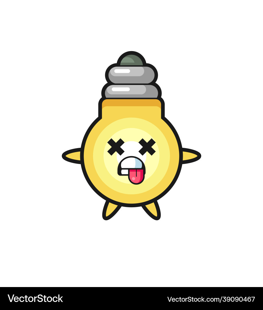 Character of the cute light bulb with dead pose Vector Image