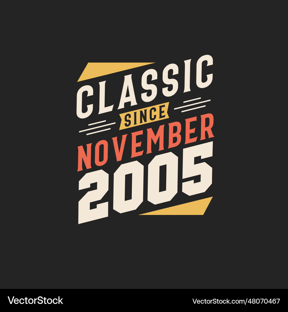 Classic since november 2005 born Royalty Free Vector Image