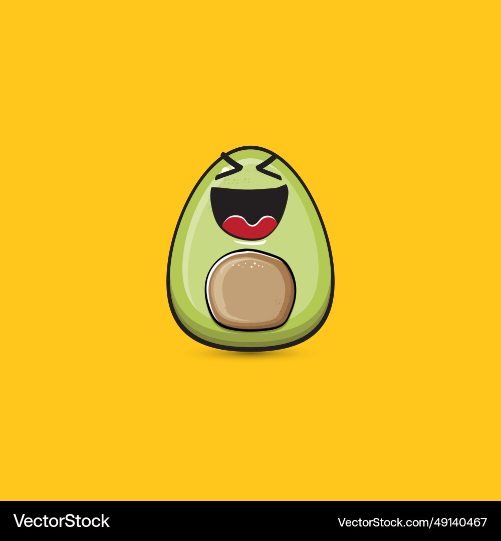 Funny cartoon cute tiny avocado character isolated