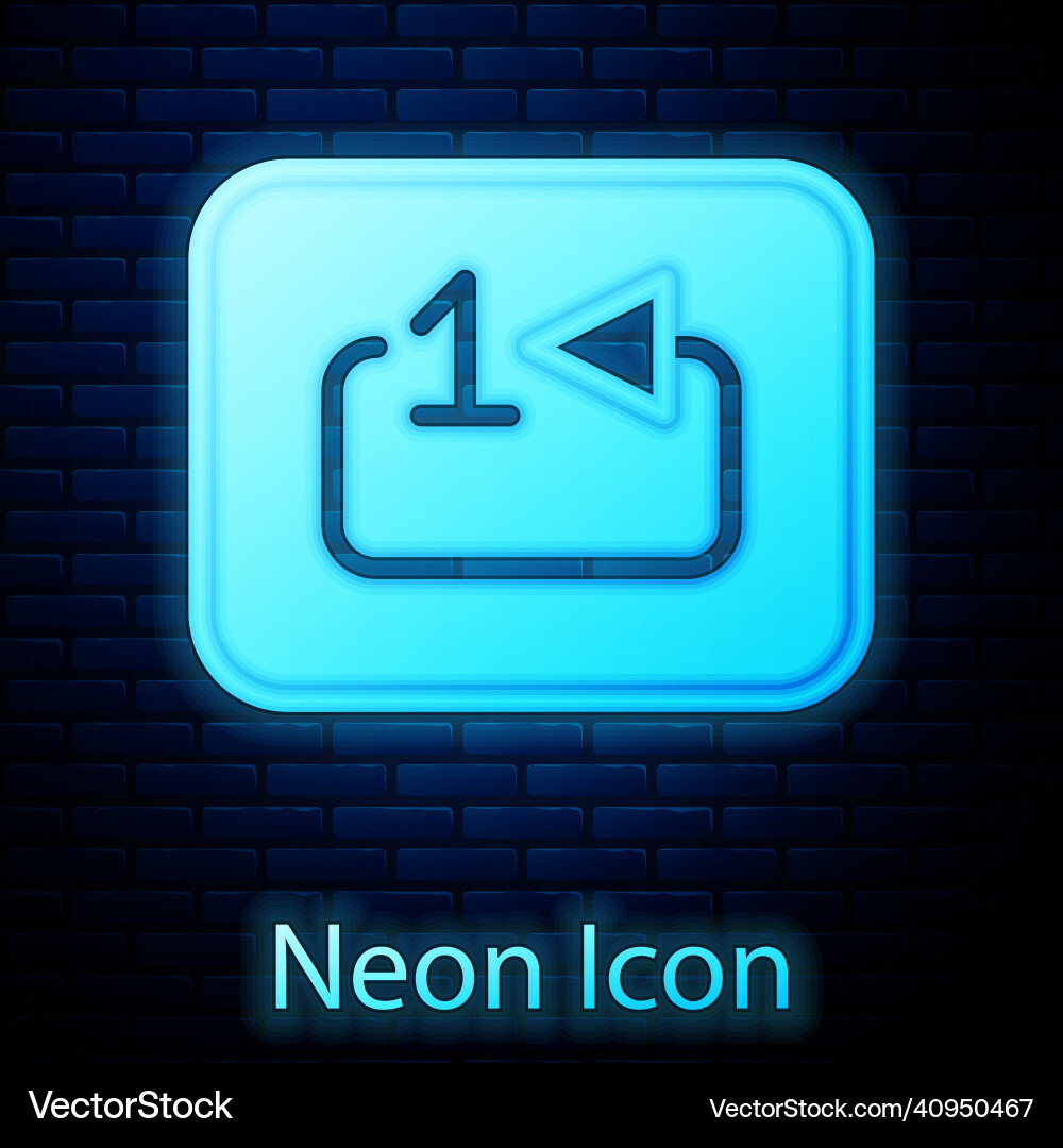 Glowing neon repeat track music player icon Vector Image