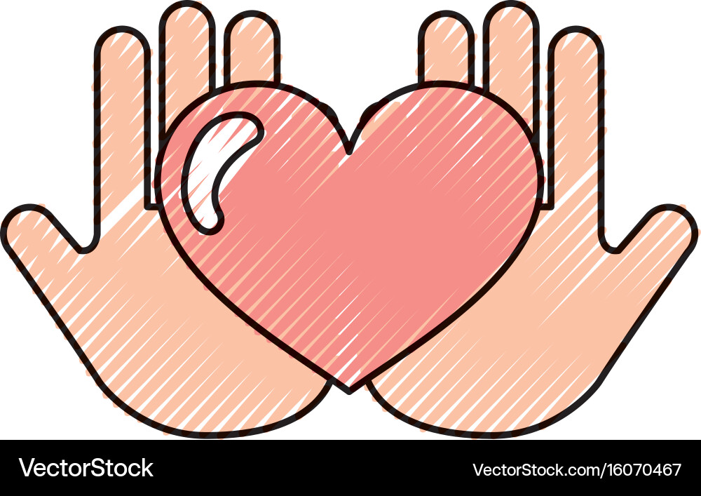 Hand human with heart love Royalty Free Vector Image
