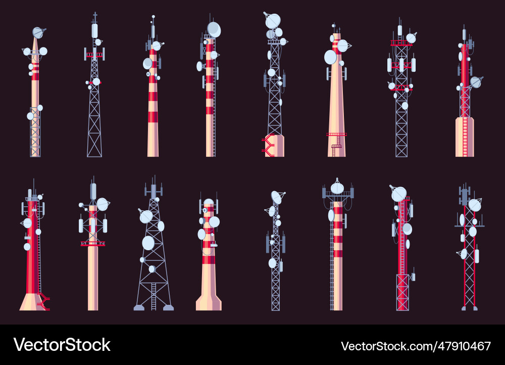 Radio towers antenna for wireless Royalty Free Vector Image