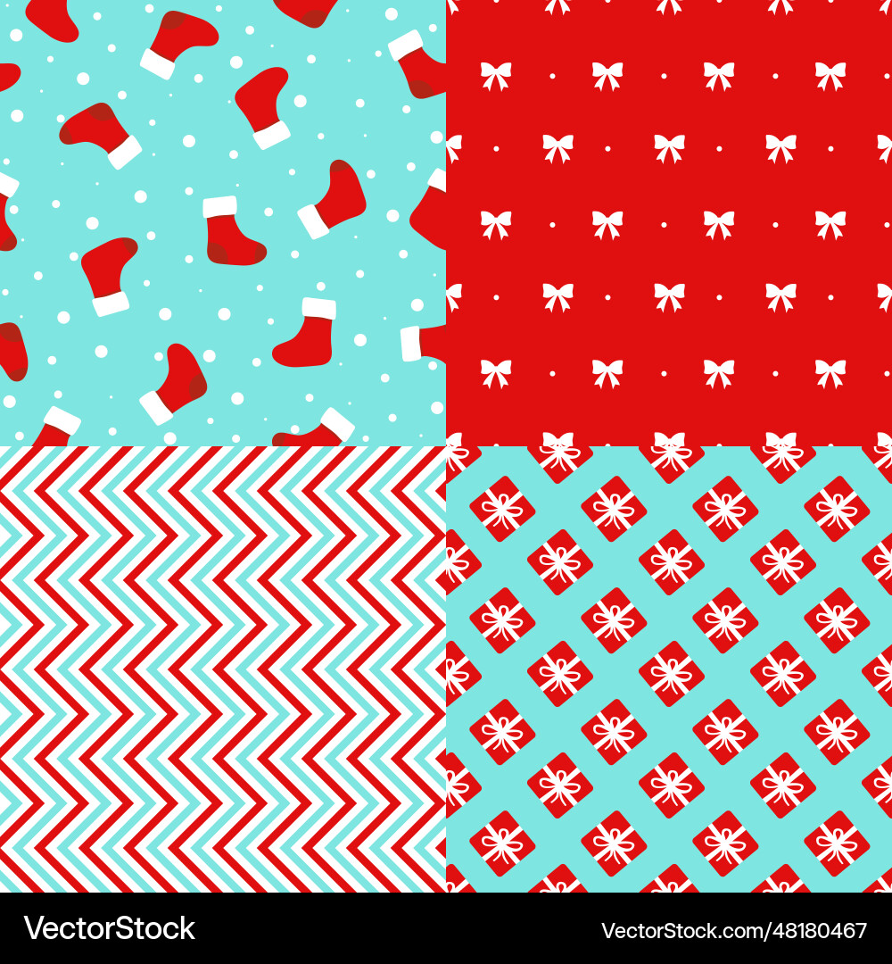 Set of cute seamless christmas time patterns Vector Image