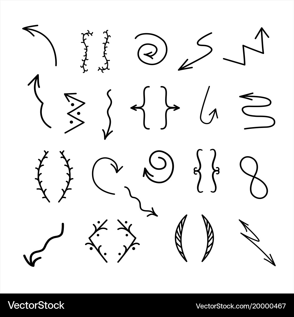Set of hand drawn arrows icon Royalty Free Vector Image