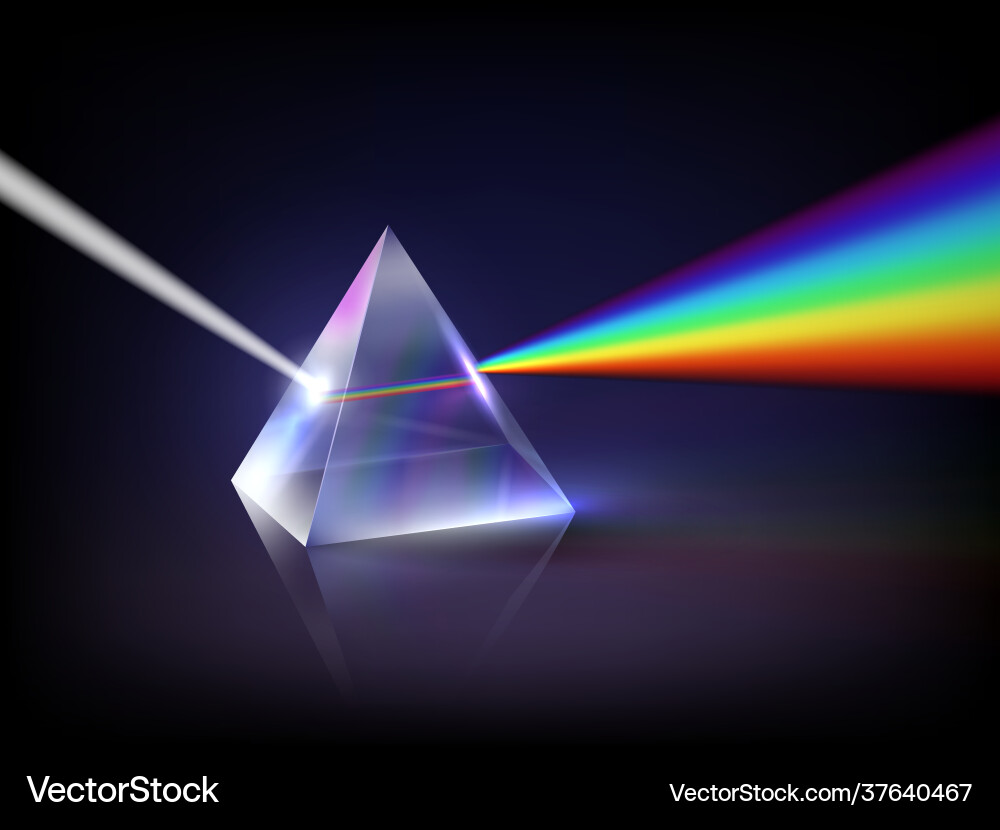 Spectrum refraction glass pyramid prism low poly Vector Image