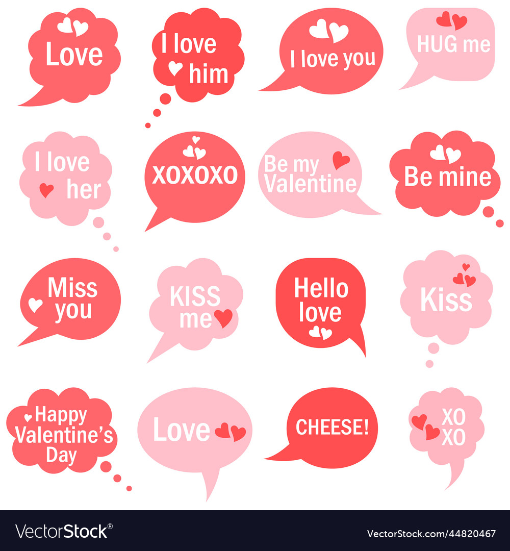 Speech bubbles for valentines day Royalty Free Vector Image