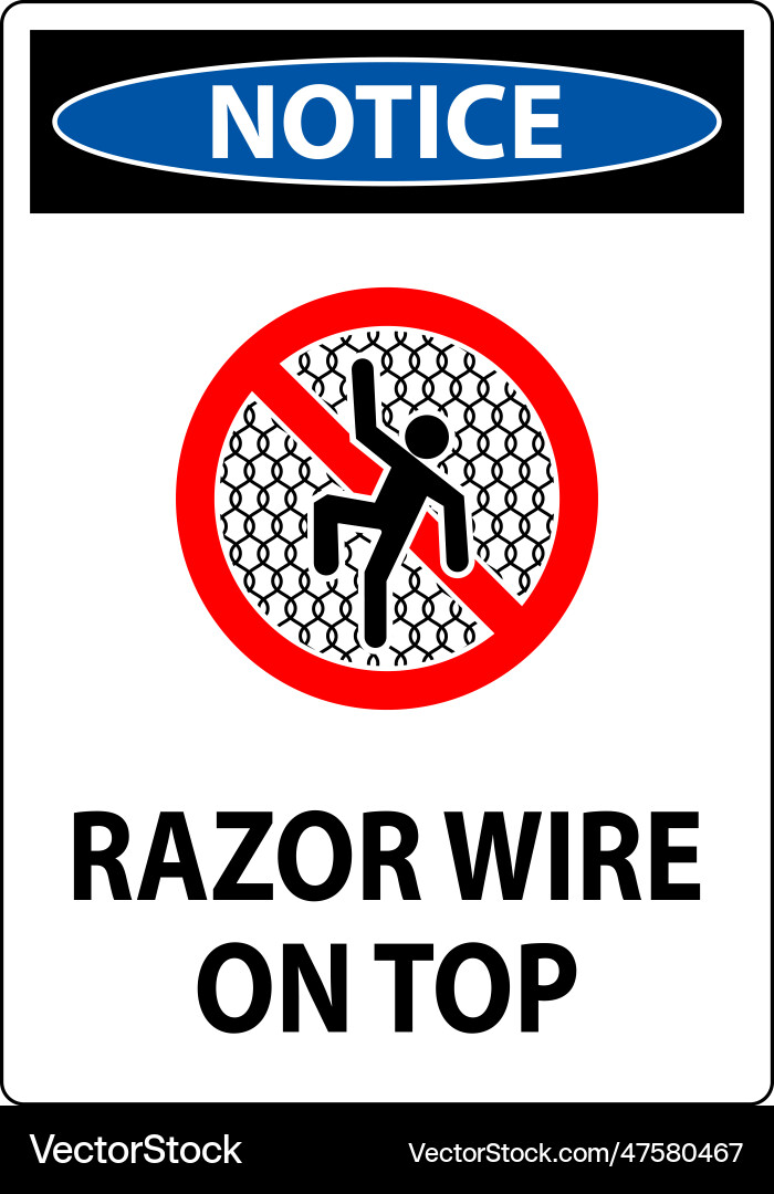 Symbol notice sign razor wire on top Royalty Free Vector