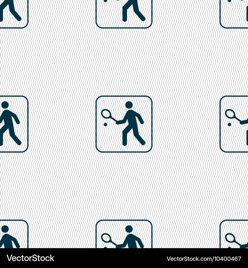 Tennis player sign seamless pattern with geometric