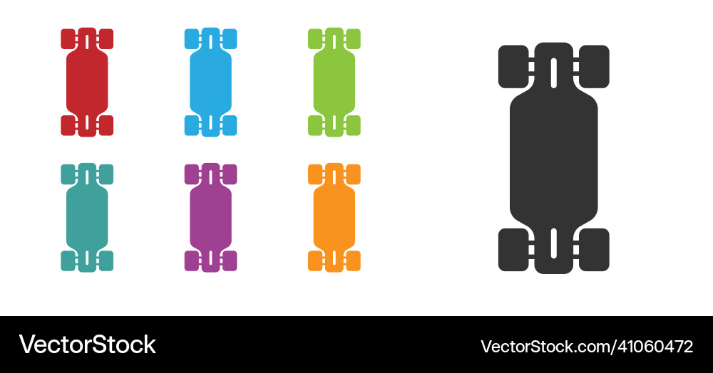 Black longboard or skateboard cruiser icon Vector Image