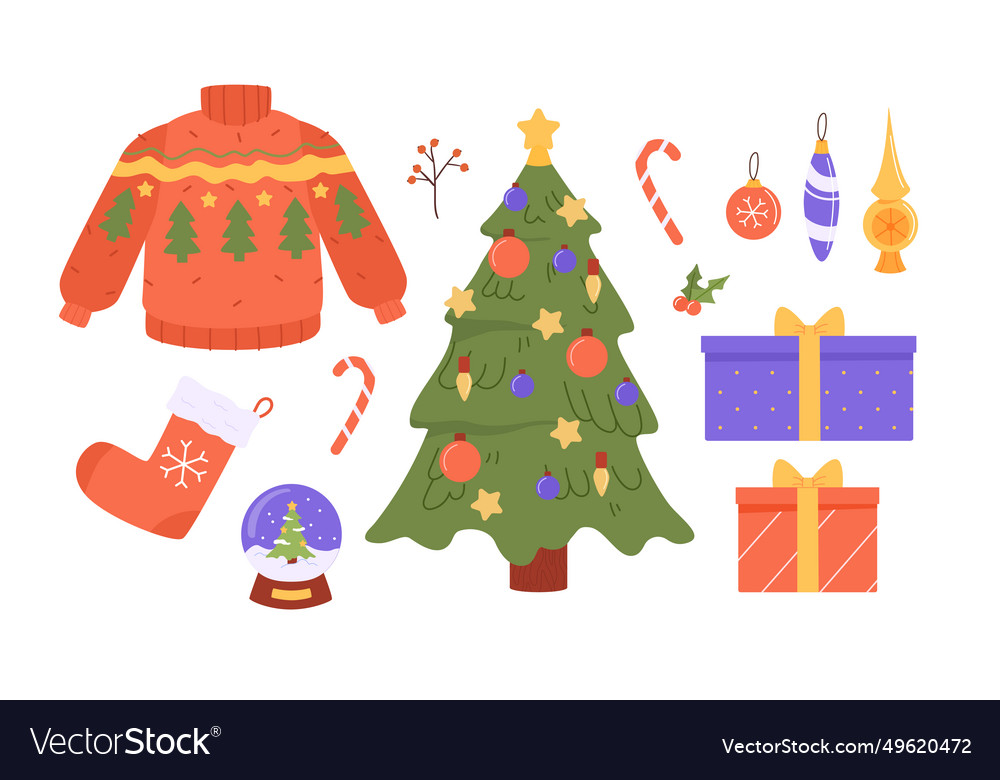 Christmas objects set Royalty Free Vector Image Christmas objects set Royalty Free Vector Image