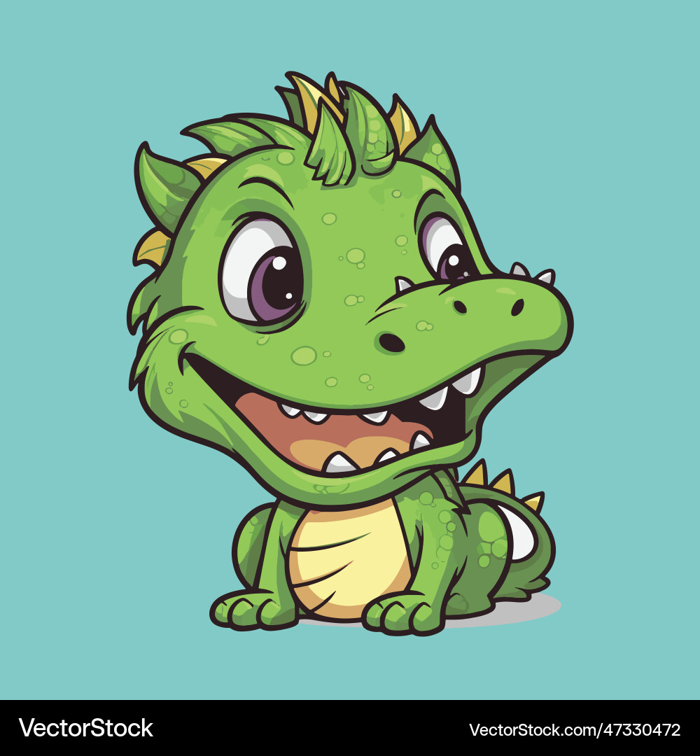Cute green dragon cartoon Royalty Free Vector Image