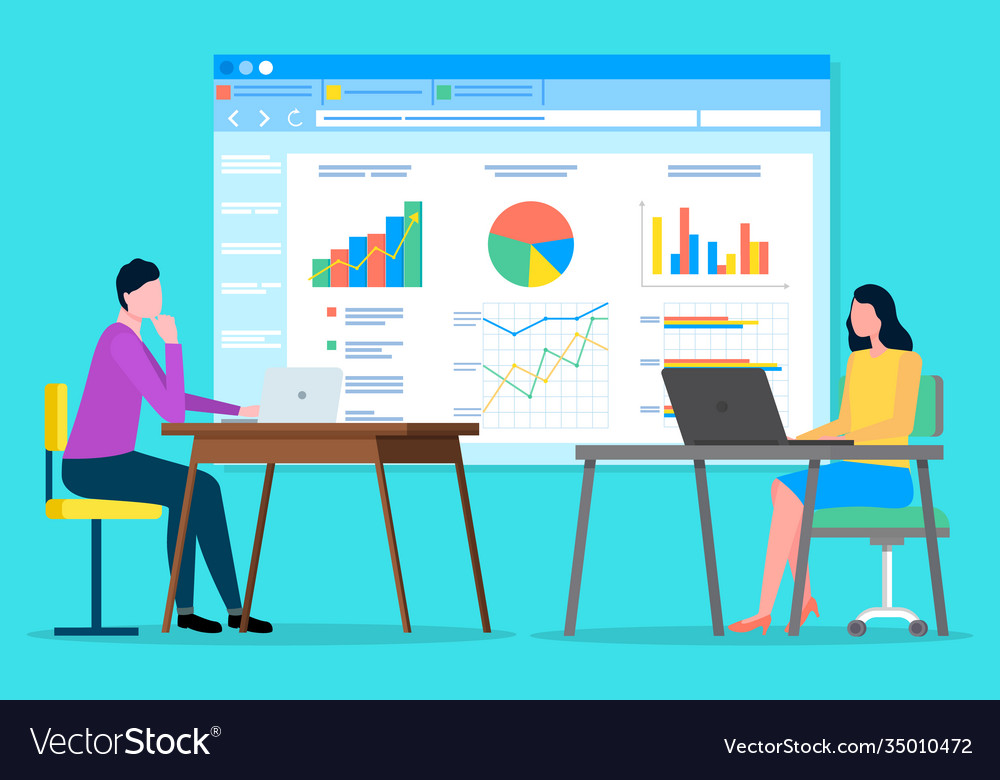 Data analysis teamwork statistical analytics work Vector Image