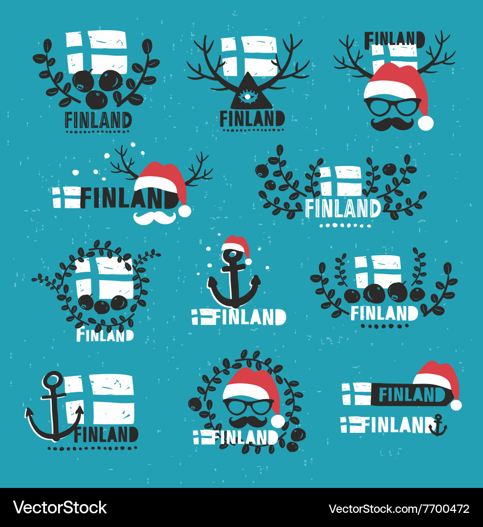 Finland set of labels Royalty Free Vector Image