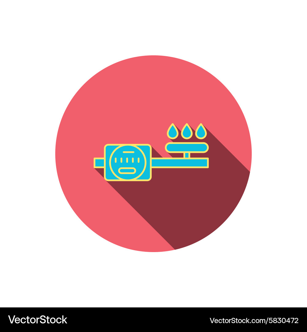 Gas counter icon pipe with fire sign Royalty Free Vector