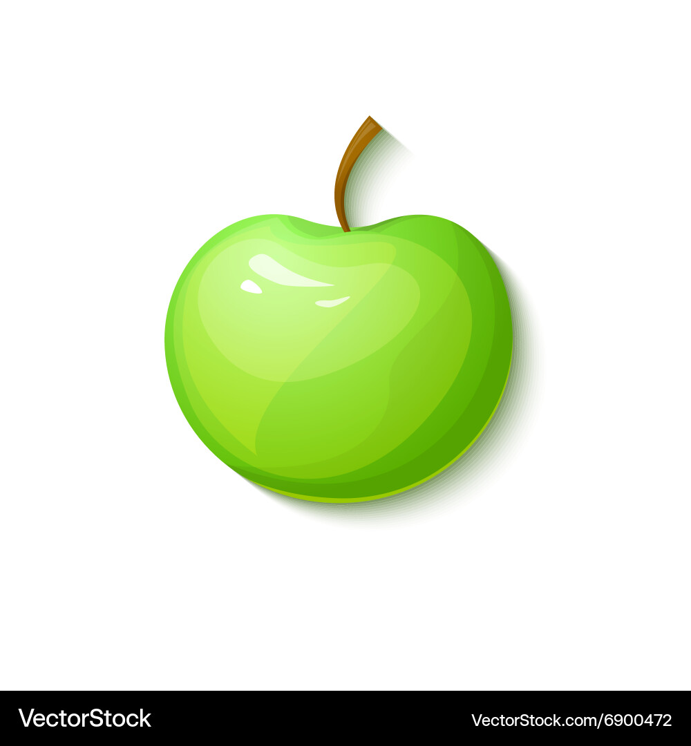 Green apple in cartoon style Royalty Free Vector Image