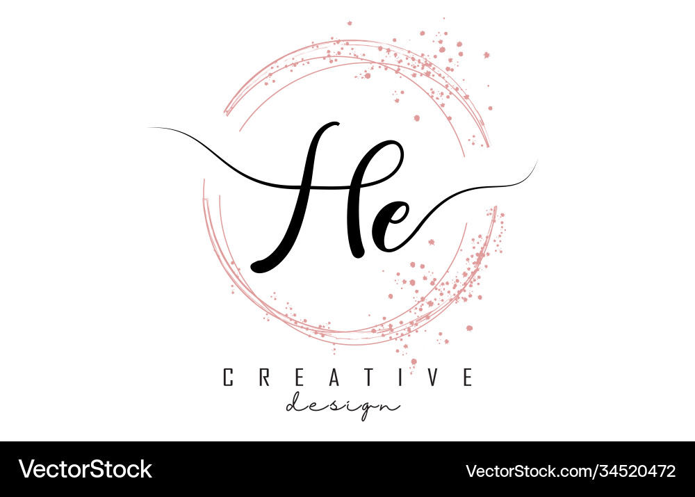 Handwritten he h e letter logo with sparkling Vector Image