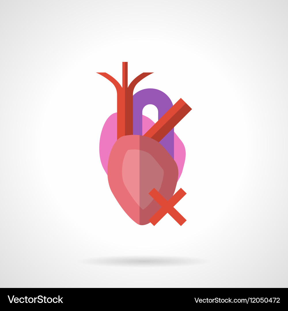 Heart illness flat color icon Royalty Free Vector Image